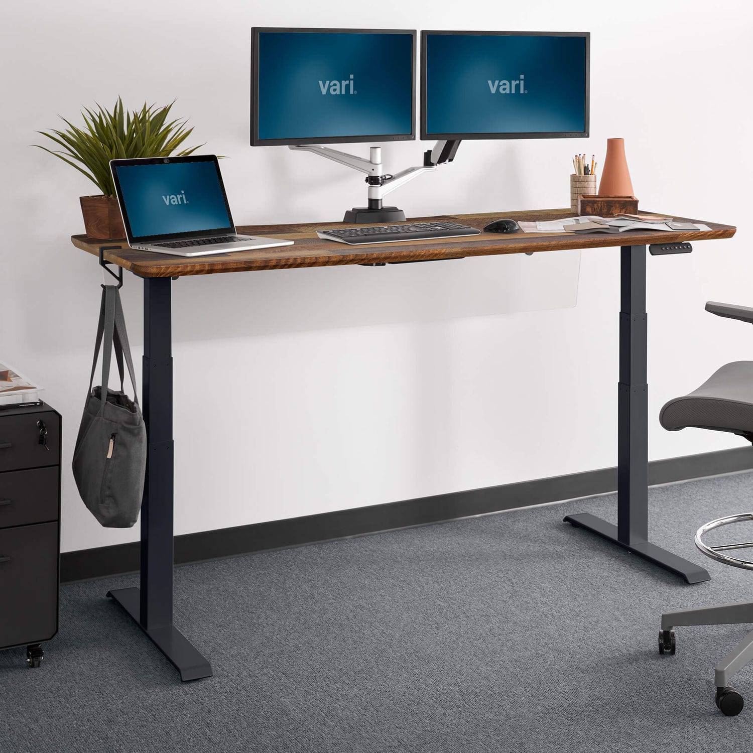 Free-standing desk - VARIDESK - 2 person / contemporary / steel