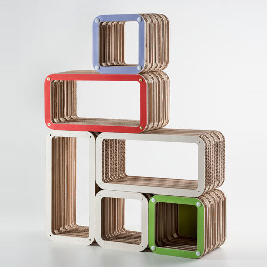 Modular shelf - MINIMORE - Lessmore - original design / cardboard / white