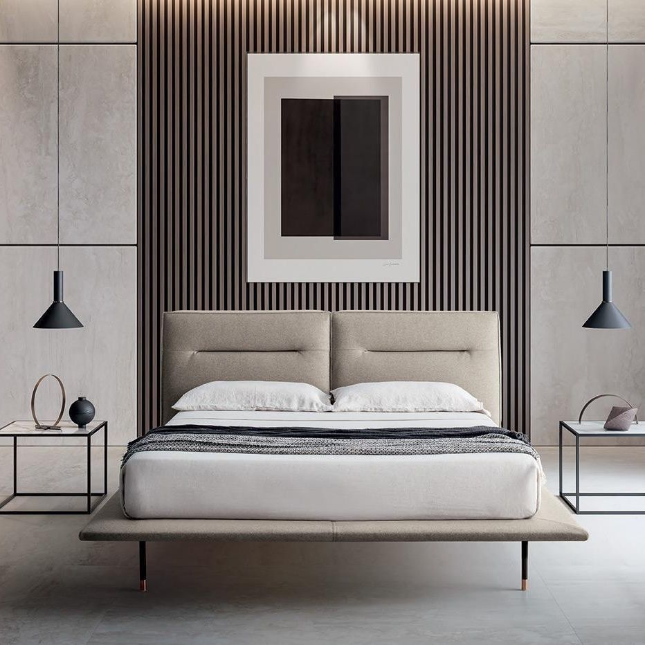 Double bed - MOONLIGHT - Felis s.r.l. unipersonale - contemporary / with headboard / upholstered