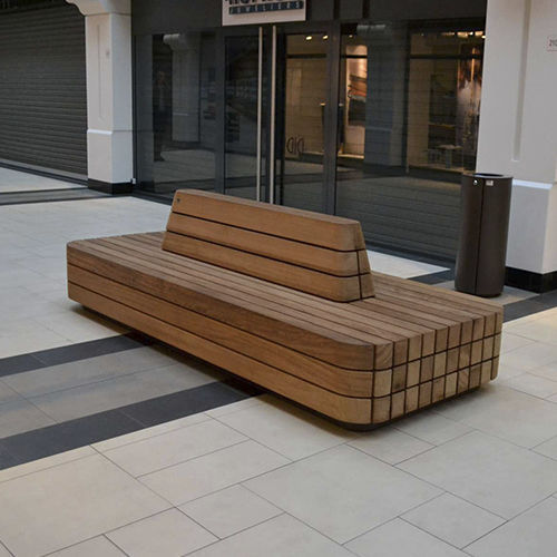 Contemporary public bench - MODULO GREEN - CROSO FRANCE - exotic wood / galvanized steel / with ...