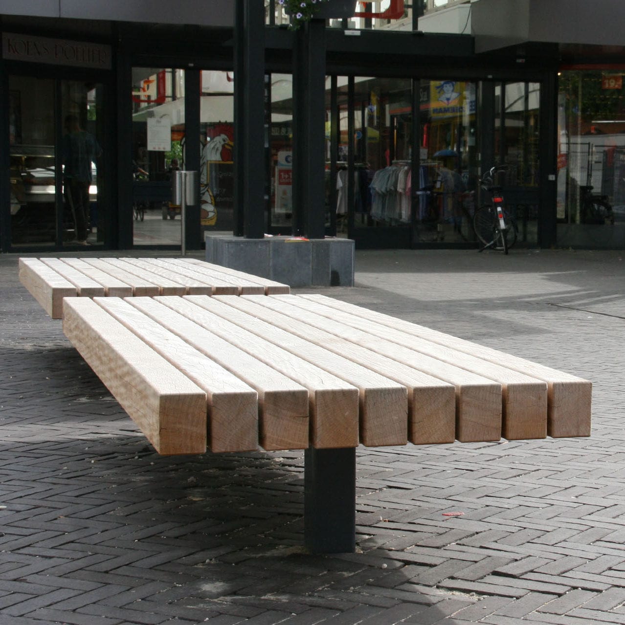 Contemporary public bench - MODULO DOUBLE - CROSO FRANCE - exotic wood ...