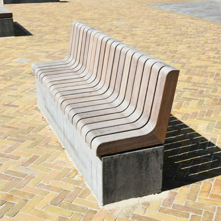 Contemporary public bench - GRID - Elément 6 - CROSO FRANCE - wooden ...