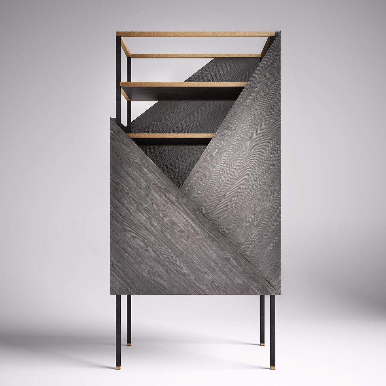 Original design shelf - TUXEDO - Rossato Srl - oak / wood veneer / steel