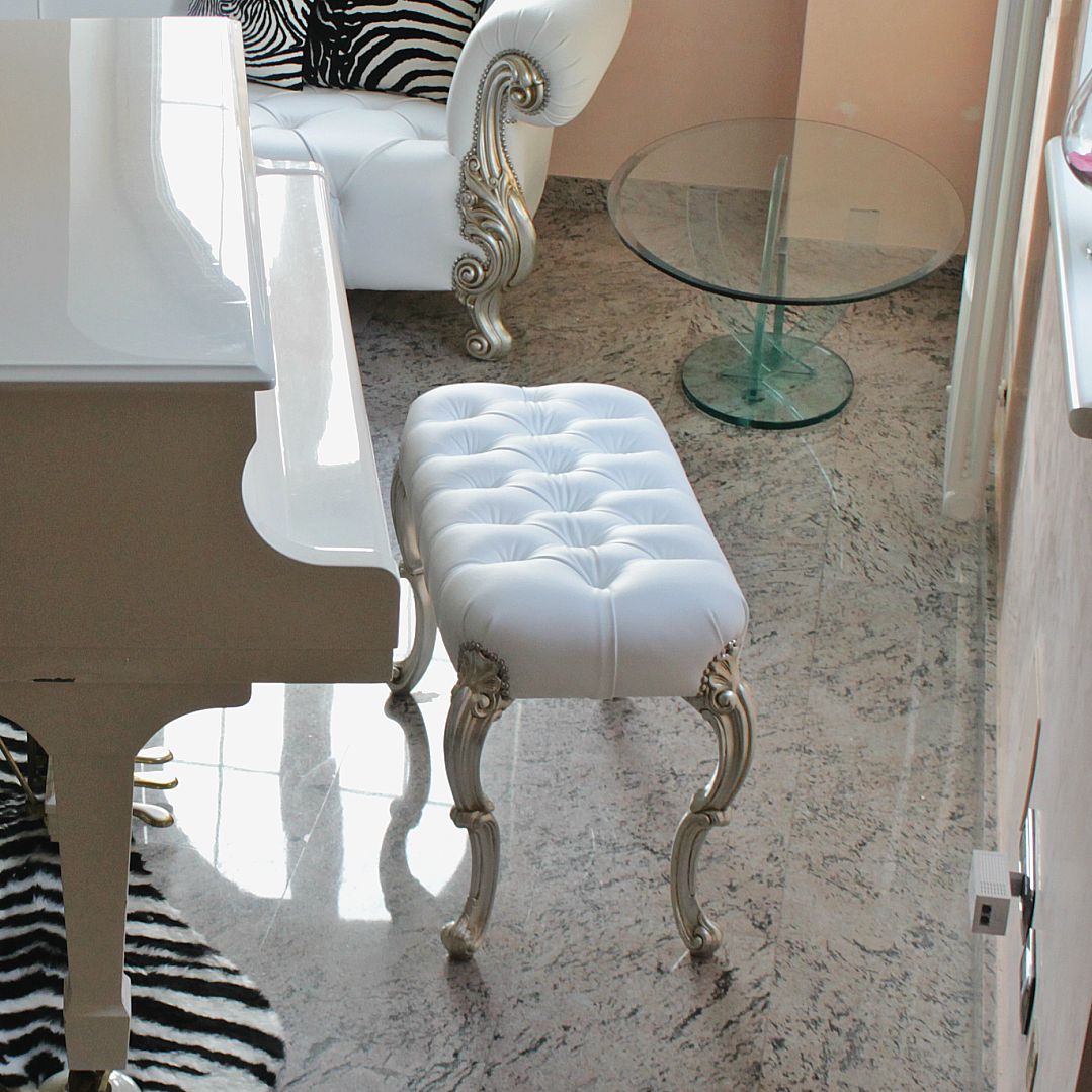 Chesterfield bed bench - BACH - ORSITALIA - fabric / leather / wooden