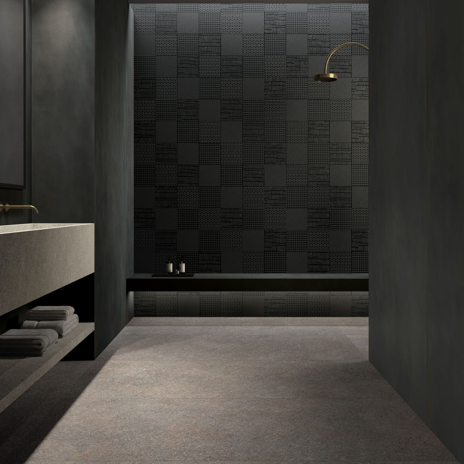 Indoor tile - NOIR - Kronos ceramiche - bathroom / wall / floor