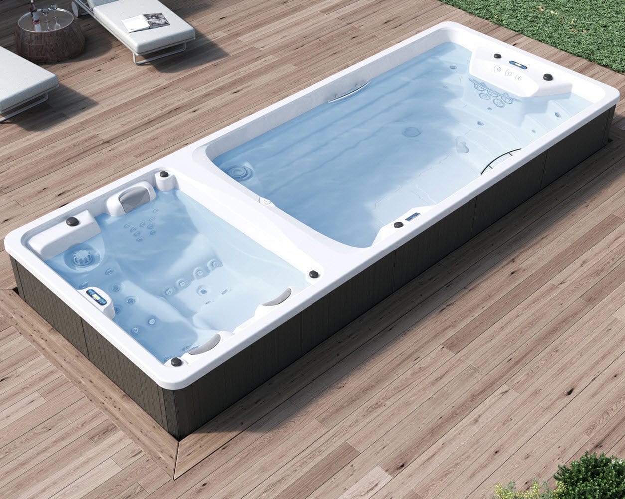 Above-ground swim spa - Duo - AWD - rectangular / 3-seater / acrylic
