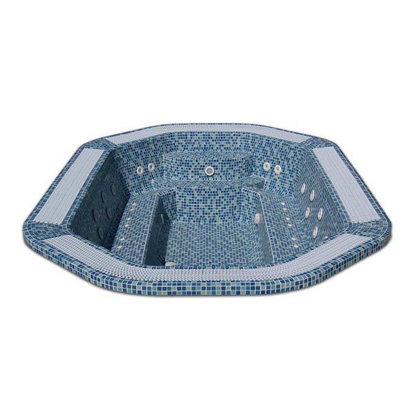 Built-in hot tub - HAWAI & HYDRA - AWD - octagonal / 11-person / mosaic
