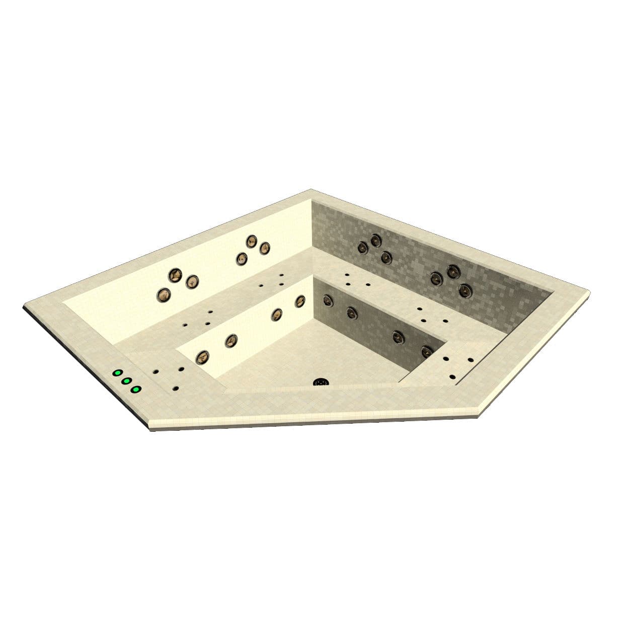 Built-in hot tub - AWD - corner / 6-person / mosaic