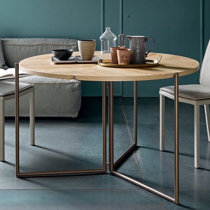 Contemporary table - ICARO - altacom italia - melamine / metal base / round