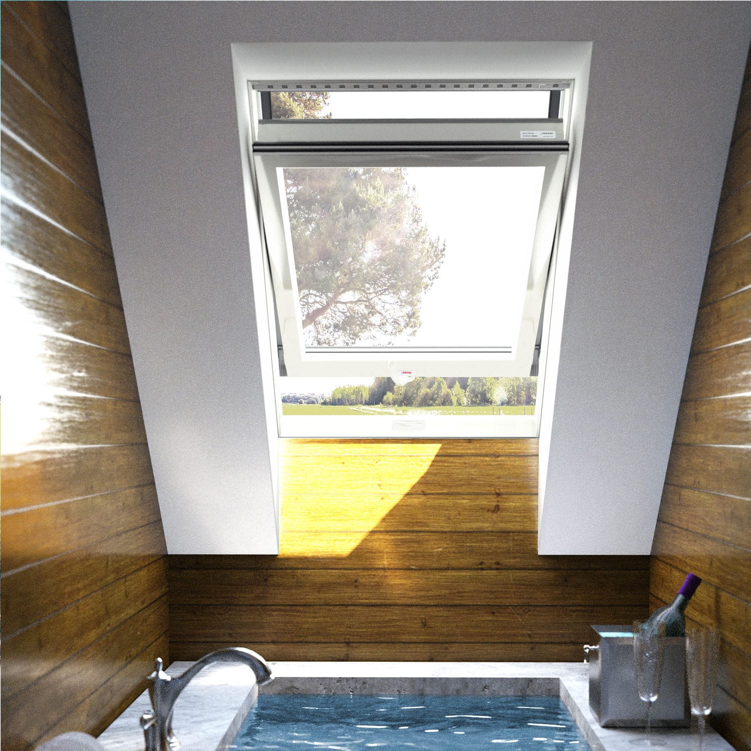 PVC roof window - IGOV N23 - okpol - pivoting with central axis ...