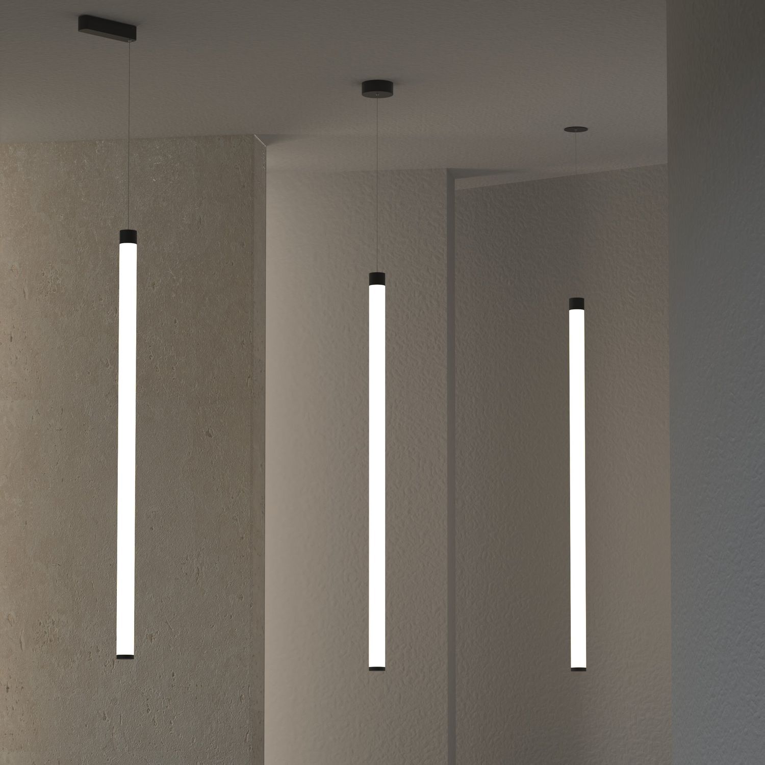 Vertical light fixture - IRIS 360º - Brilumen - hanging / LED / tubular