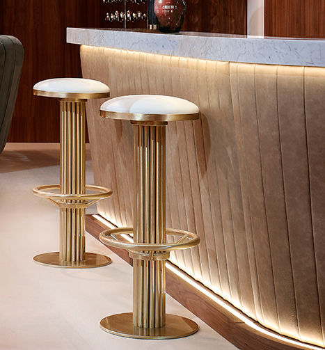 Contemporary bar stool - KELLY - Essential Home - leather / polished ...