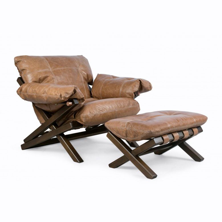 Contemporary armchair - MOLIÇOSA - Moora - leather / fabric / wooden