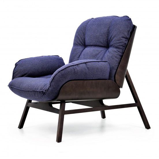 Contemporary armchair - ANDREA - Moora - fabric / wooden / with footrest