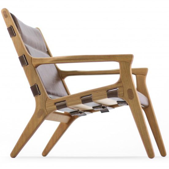 Contemporary armchair - MARQUÊS - Moora - leather / wooden / brown