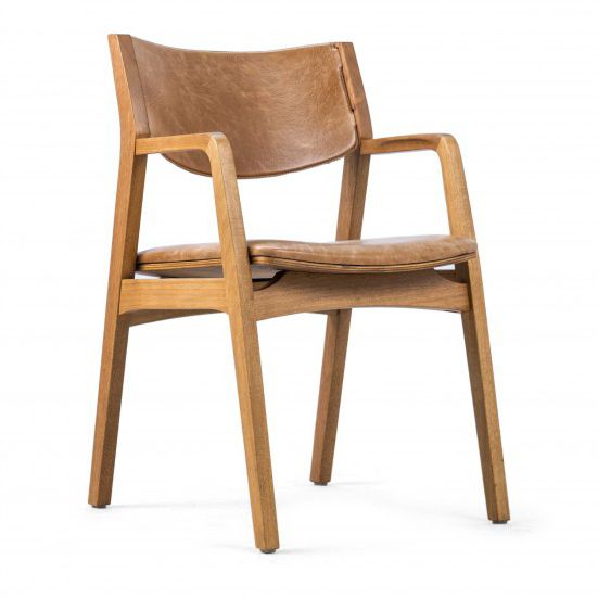 Contemporary chair - SULY - Moora - indoor / leather / wooden base