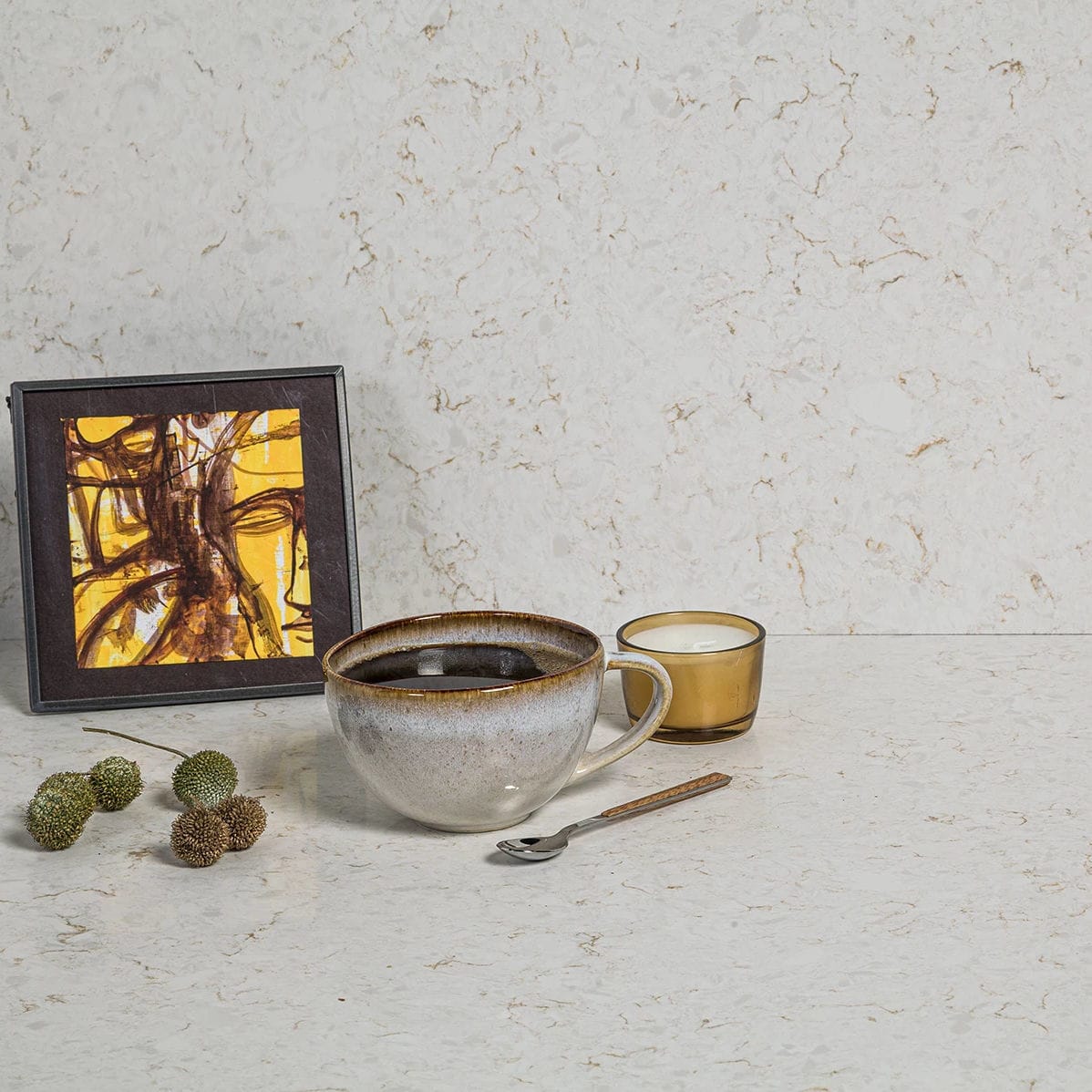 Quartz natural stone slab - Sineda - Efesus Stone - for interior / white