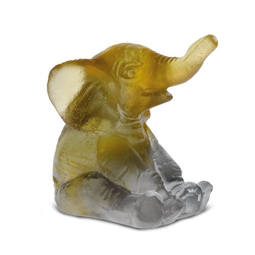 Crystal sculpture - Mini Elephant - Daum - blue / green / pink