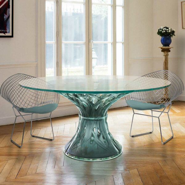 Contemporary table - Vegetal - Daum - tempered glass / stainless steel ...