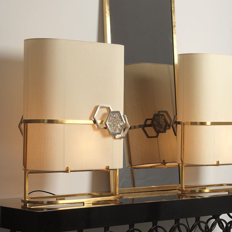 Table lamp - CL2097 - Sigma L2 - nickel-plated brass / glass / silk