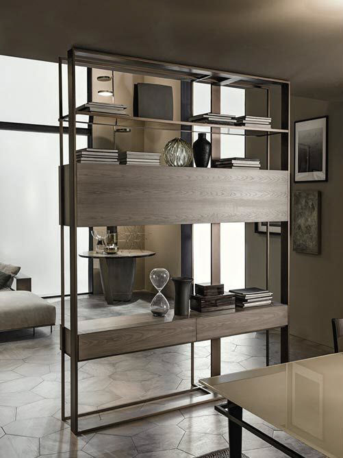 Free-standing bookcase - MOD - Shake Design - contemporary / wooden / metal