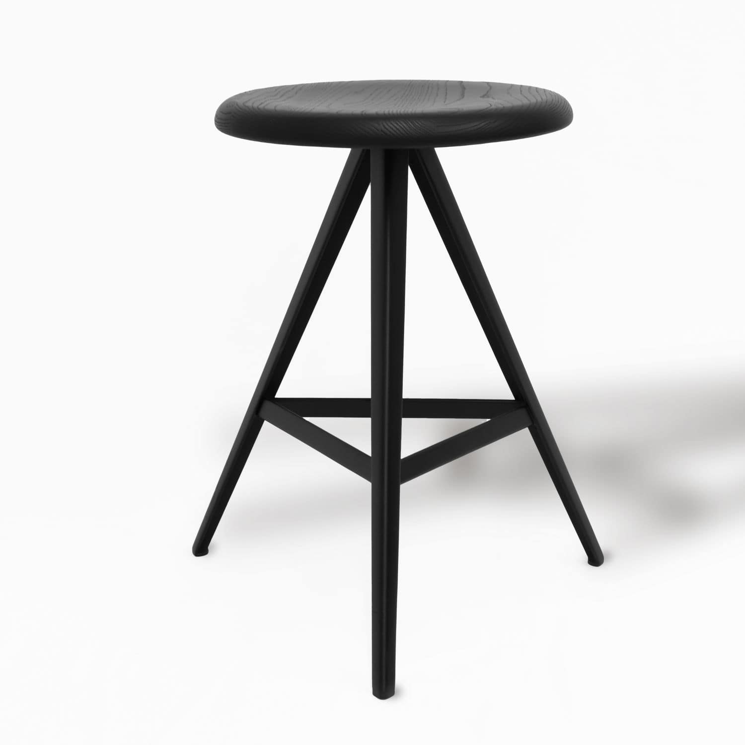 Scandinavian design stool - AKY 47 - Traba' - ash / painted metal base ...
