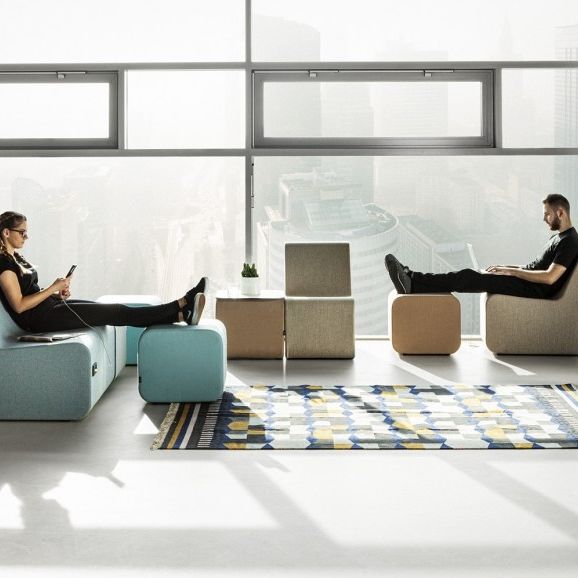 Contemporary pouf - CELOO - vank - wool / linen / polyester