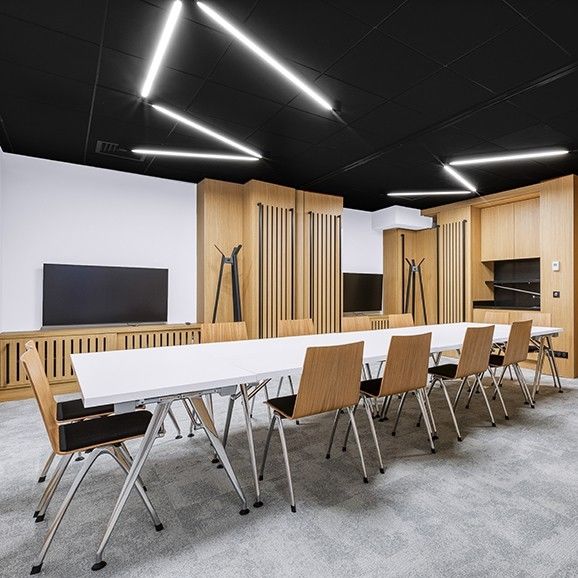 Design visitor chair - PLIO - vank - indoor / wooden / aluminum base