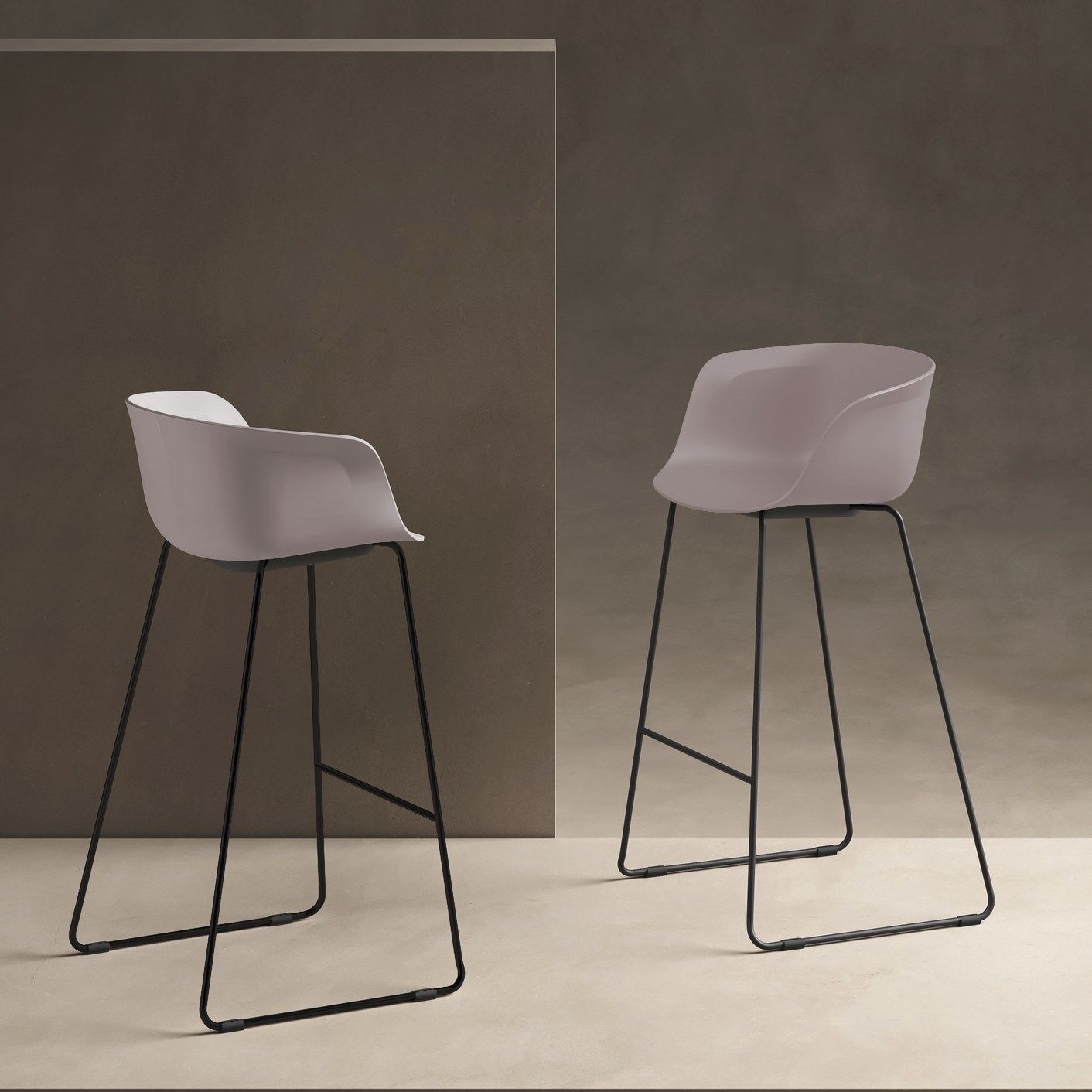 Minimal bar stool - LORIA - vank - plastic / metal base / swivel