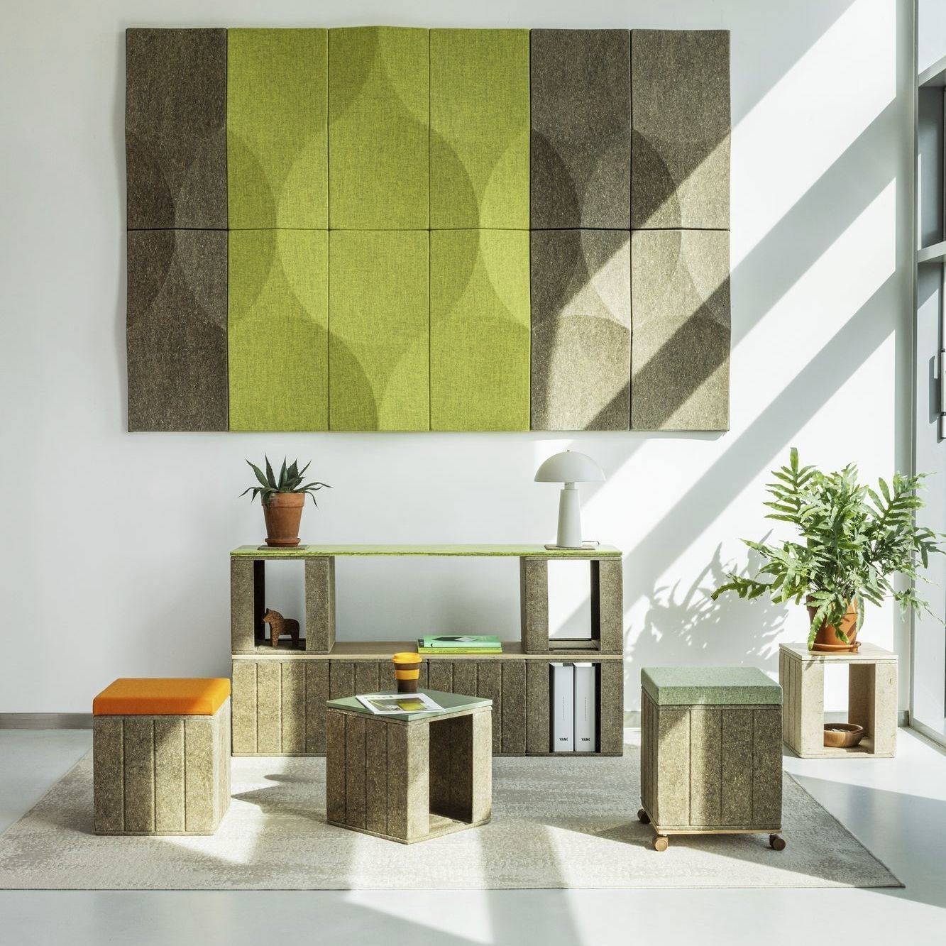 Contemporary pouf - CUBE - vank - fabric / hemp / square