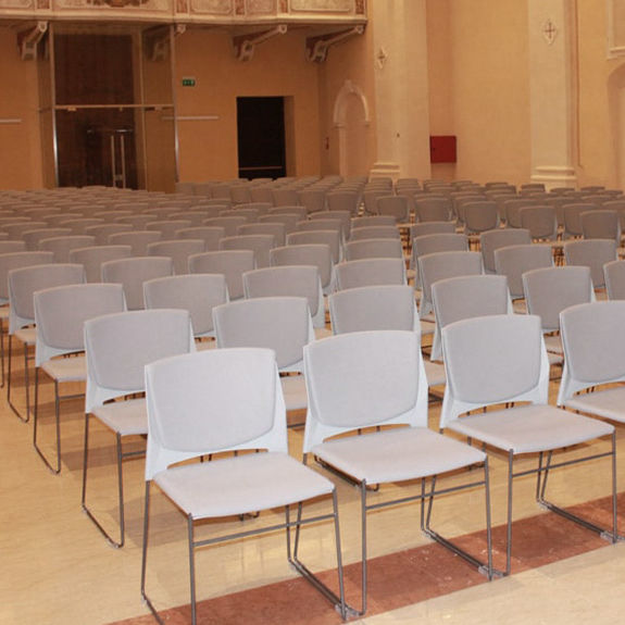 Contemporary visitor chair - TREK - TALIN SRL - indoor / metal / fabric