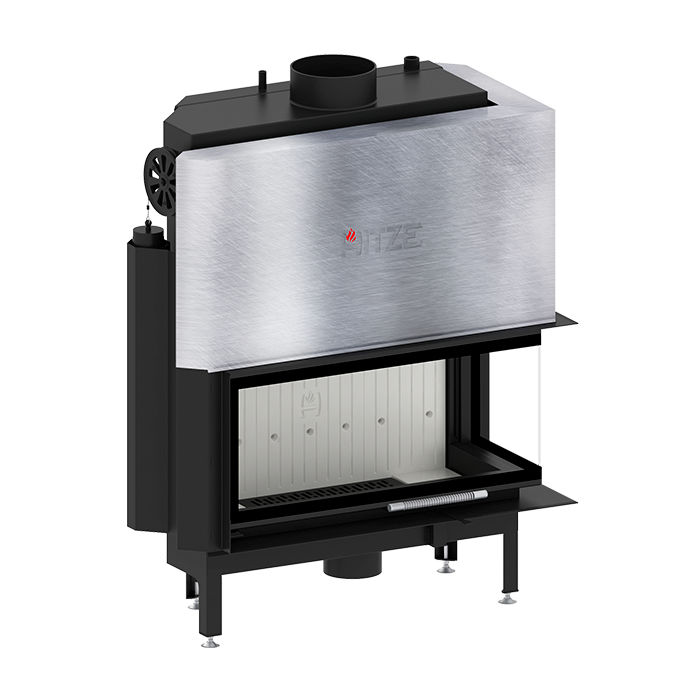 Corner fireplace insert - ALAQS 90x41.RG-D - Hitze - wood-burning / boiler