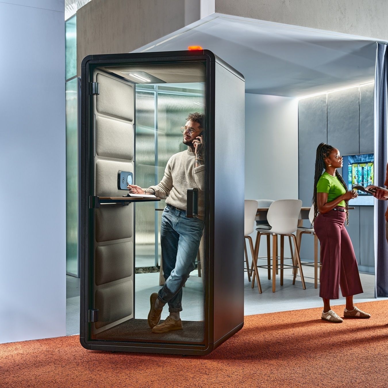 Open plan area phone booth - hushFree.XS - Mikomax Smart Office - glass ...