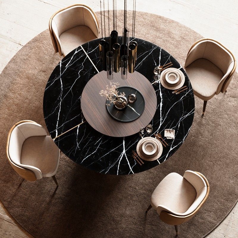 Contemporary dining table - MARILYN - Laskasas - marble / wooden base / round