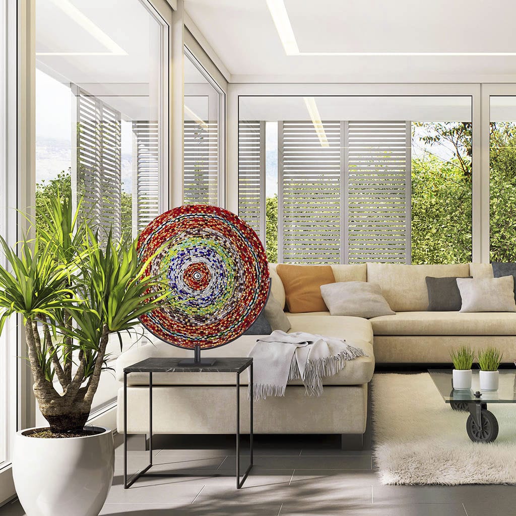 Murano glass sculpture - VERTIGO DISK - veveglass - multi-color