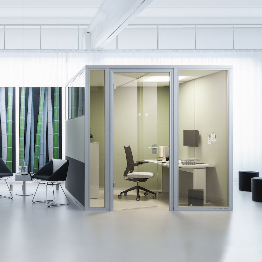 Acoustic privacy office space - PREFORM GmbH - modular / metal / glass