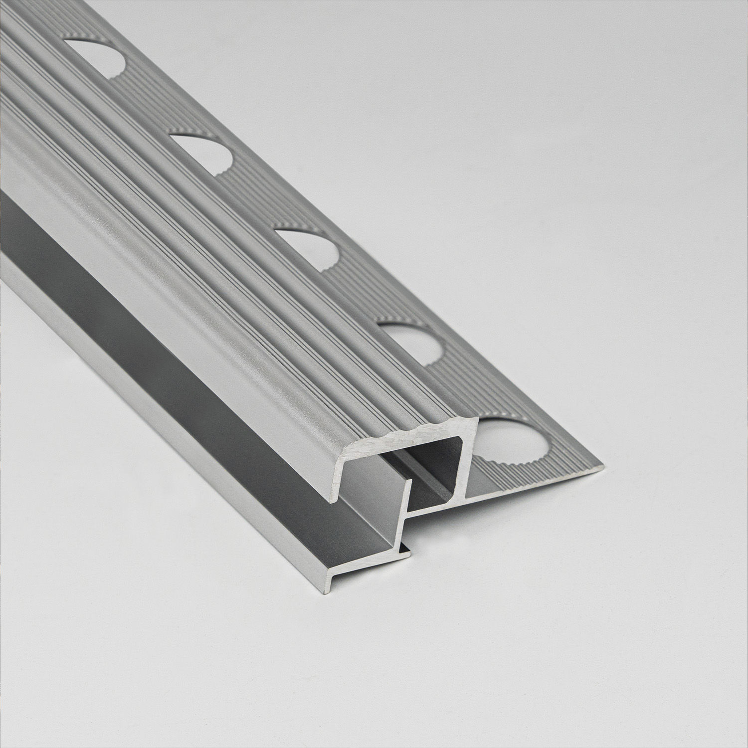 Anodized aluminum stair nosing - 21X25 - ALUMACER® - with LED profile