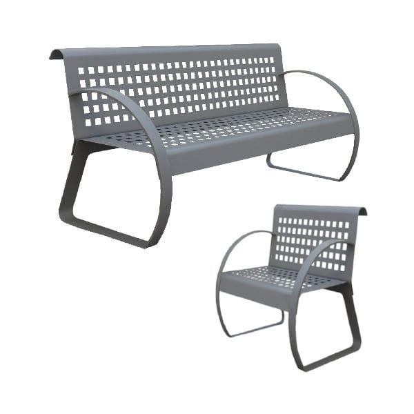 Contemporary public bench - FLEX - Ado urban - galvanised steel / steel ...