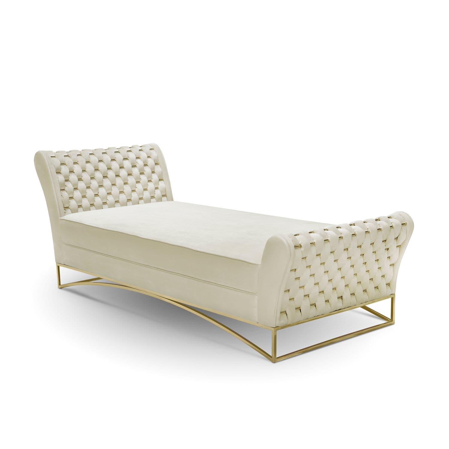 Contemporary daybed - LUST - Memoir - fabric / polished brass base / indoor