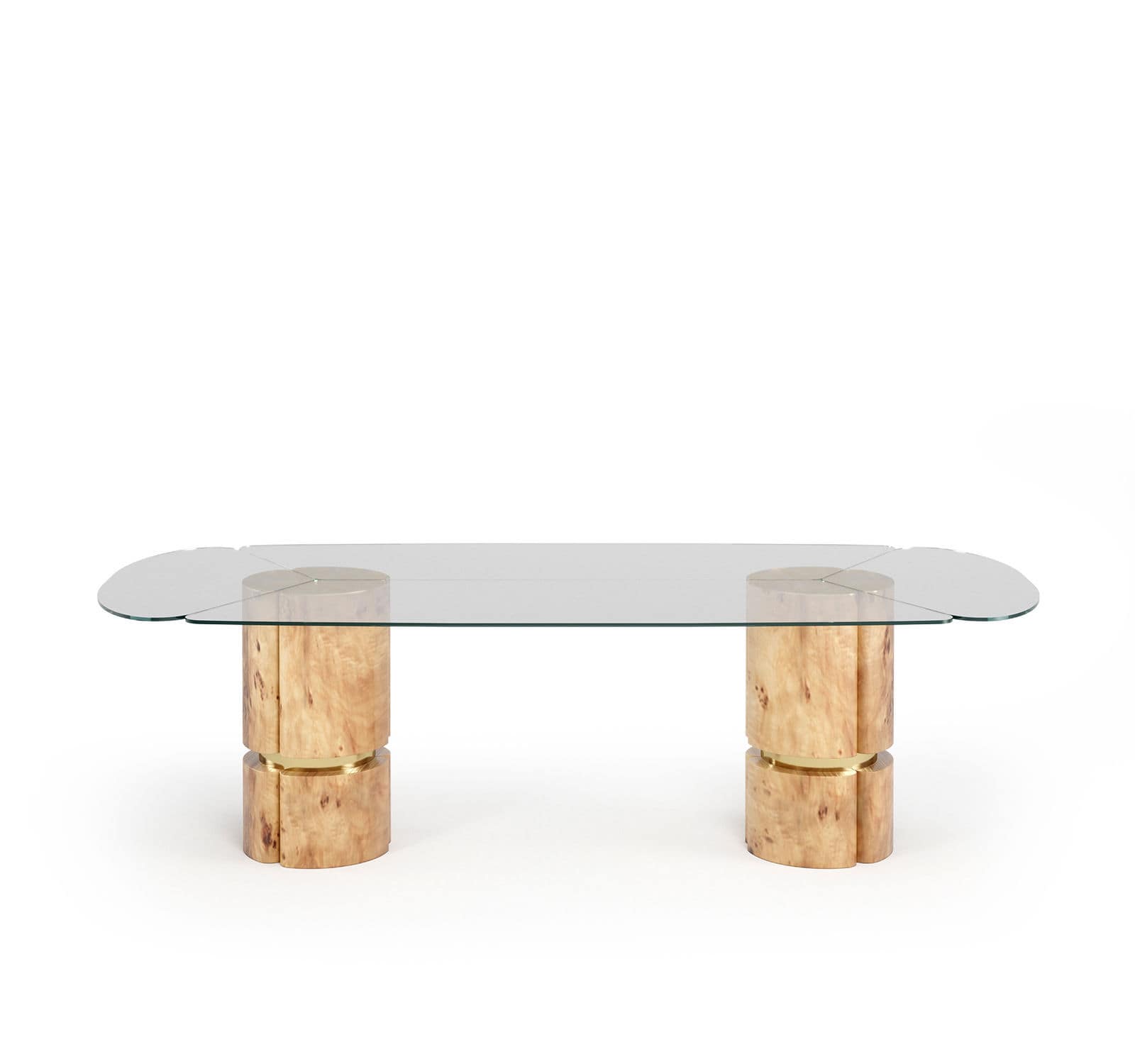 Contemporary dining table - EUPHORIA - Memoir - glass / poplar root ...