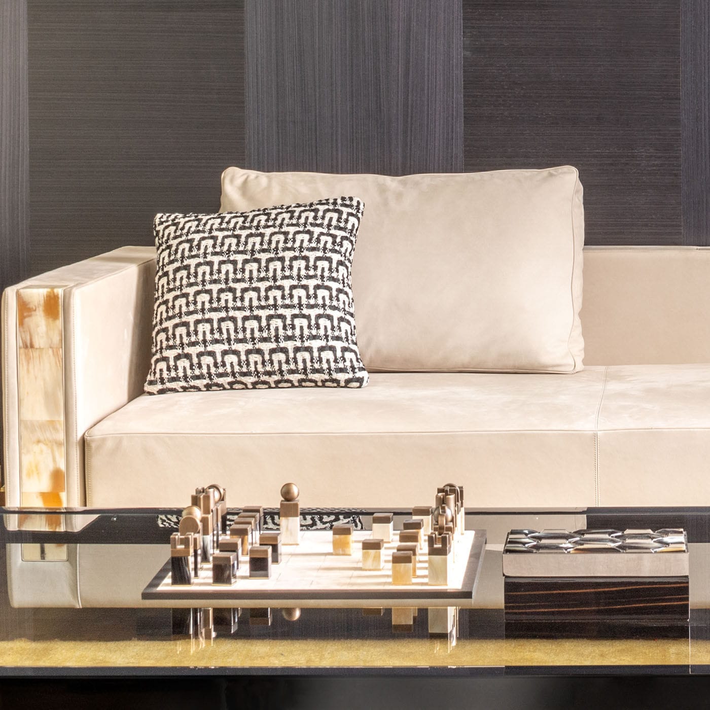 Contemporary chess table - TRAFALGAR - Arcahorn - home / leather / brass