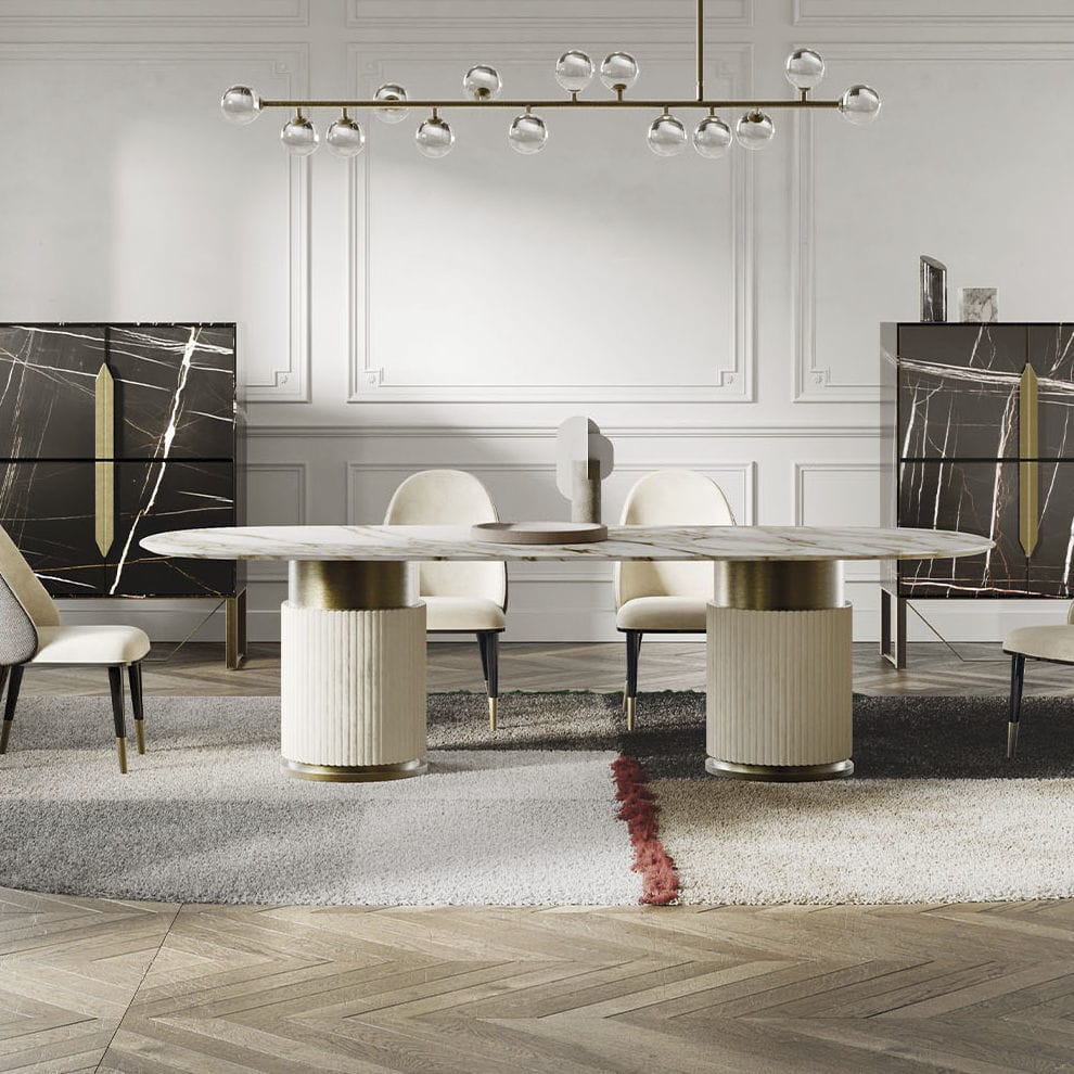 Contemporary table - Rock - Capital Collection - wooden / marble ...
