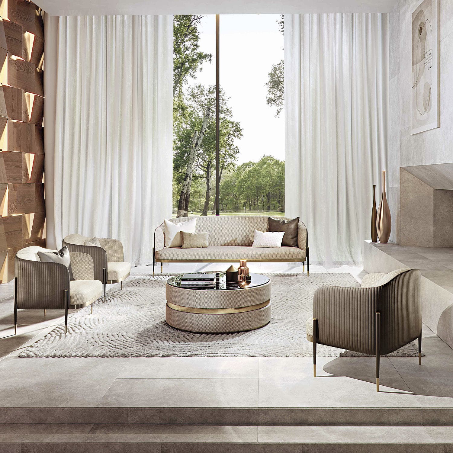 Contemporary sofa - OXFORD 2P - Capital Collection - fabric / leather ...