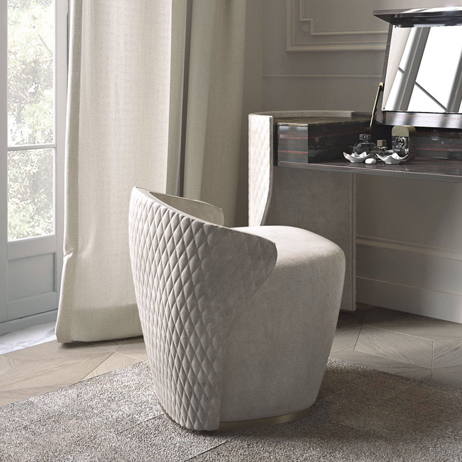 Contemporary pouf - VORTEX S - Capital Collection - fabric / leather ...