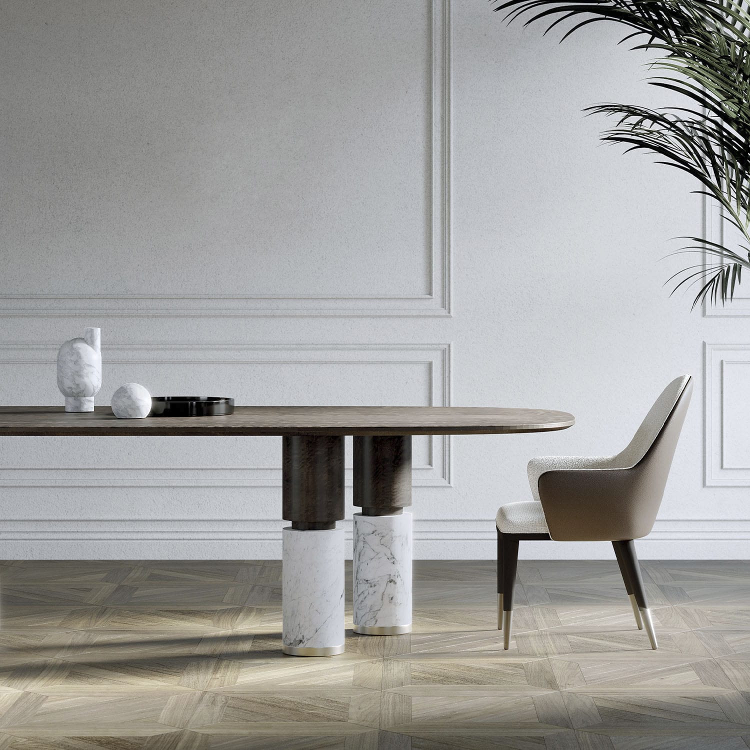 Contemporary chair - Adele - Capital Collection - indoor / fabric / wooden base