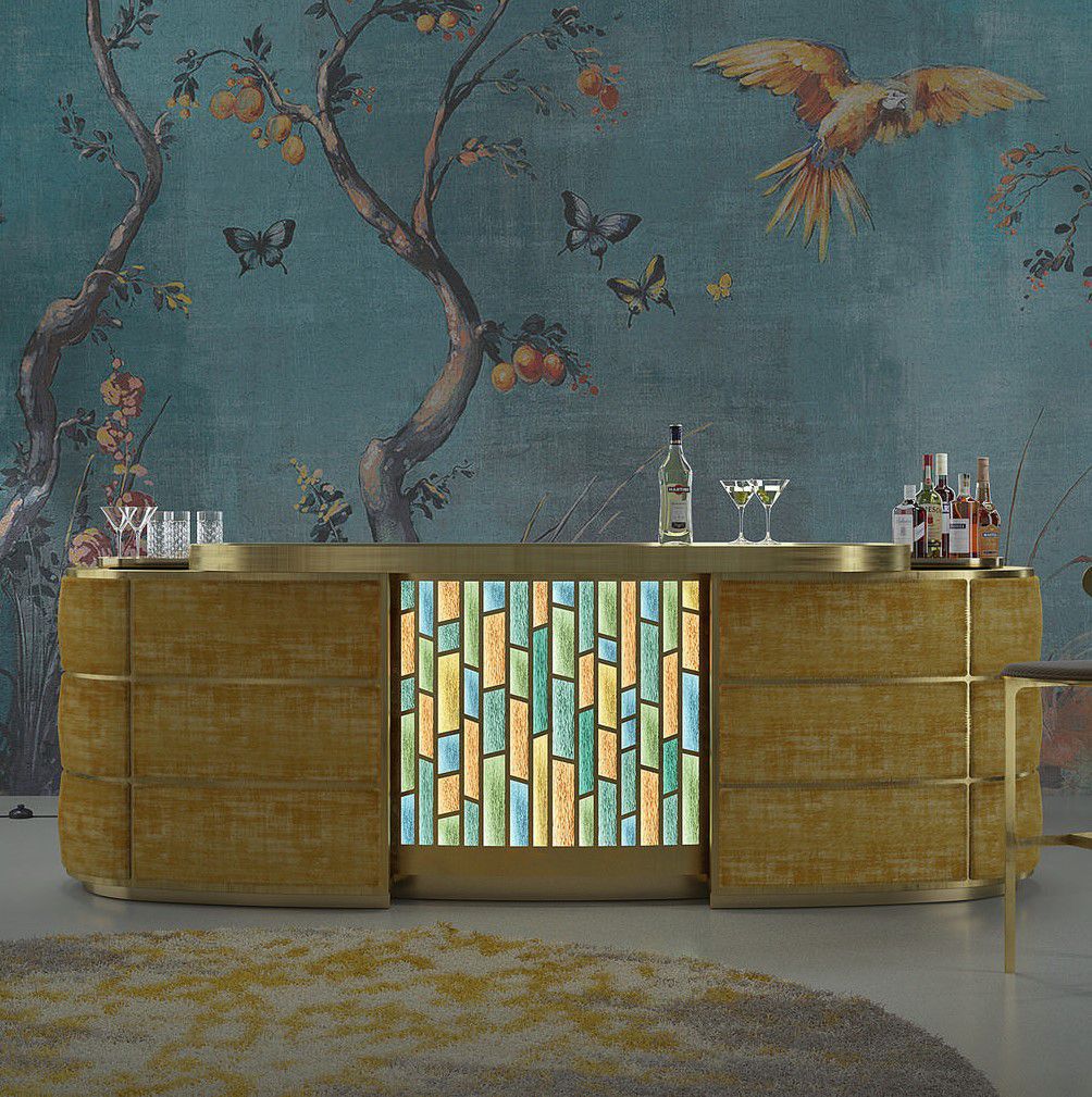 Bar counter - Giulia - Laboratorio Mattoni - wooden / steel / leather
