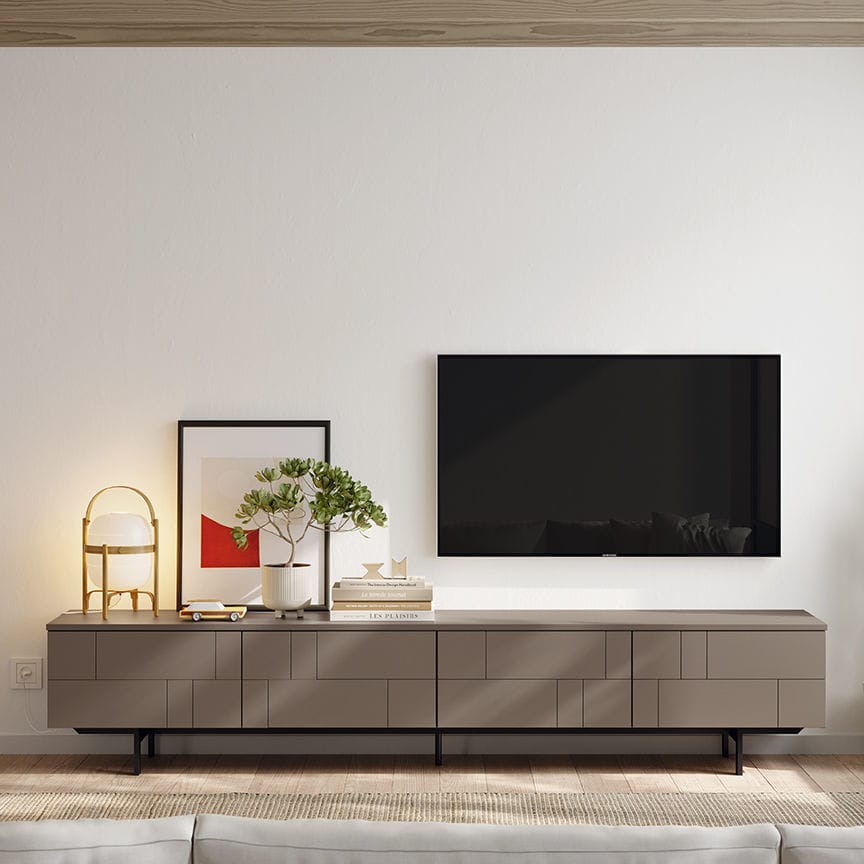 Contemporary TV cabinet - Keyboard - Mobenia - with storage / melamine ...