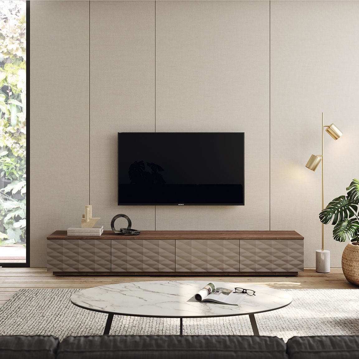 Contemporary TV cabinet - Cross - Mobenia - lowboard / with storage ...
