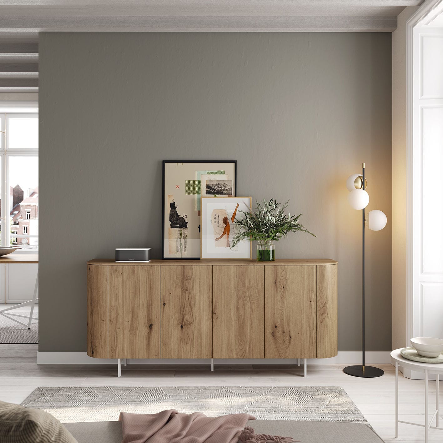 Contemporary sideboard - Sinu - Mobenia - lacquered MDF / ceramic / melamine