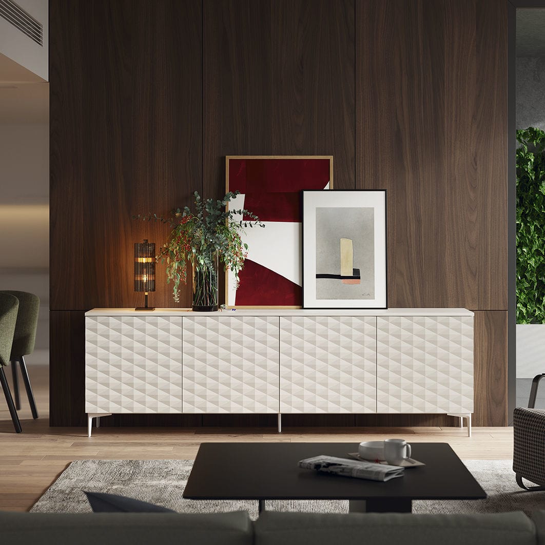 High sideboard - Cross - Mobenia - contemporary / lacquered MDF / melamine